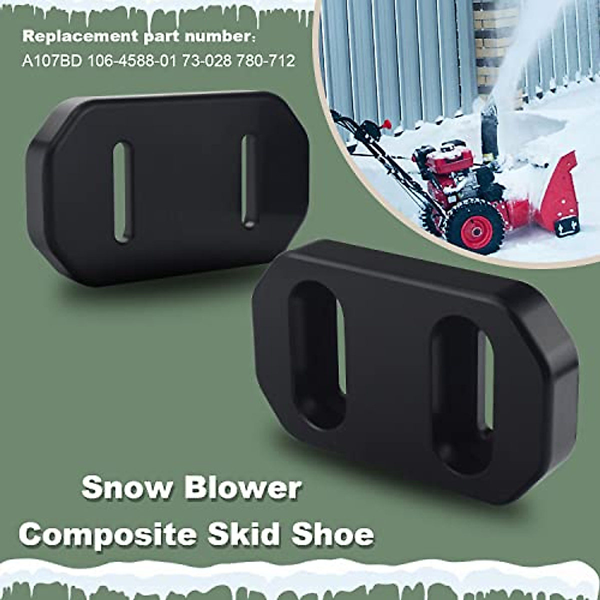 EZYPAK 2 Pack 106-4588-01 Snowblower Composite Skid Shoe - Compatible with Toro 106-4588-01 A107BD - Fits Model: 726, 826, 828, 926,37770, 37771, 37772, 38595 Snowblowers