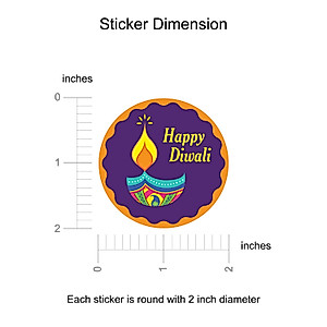 weRevel Happy Diwali Party Stickers, 40 Count, 2 Inches, Round, 4 Unique Designs