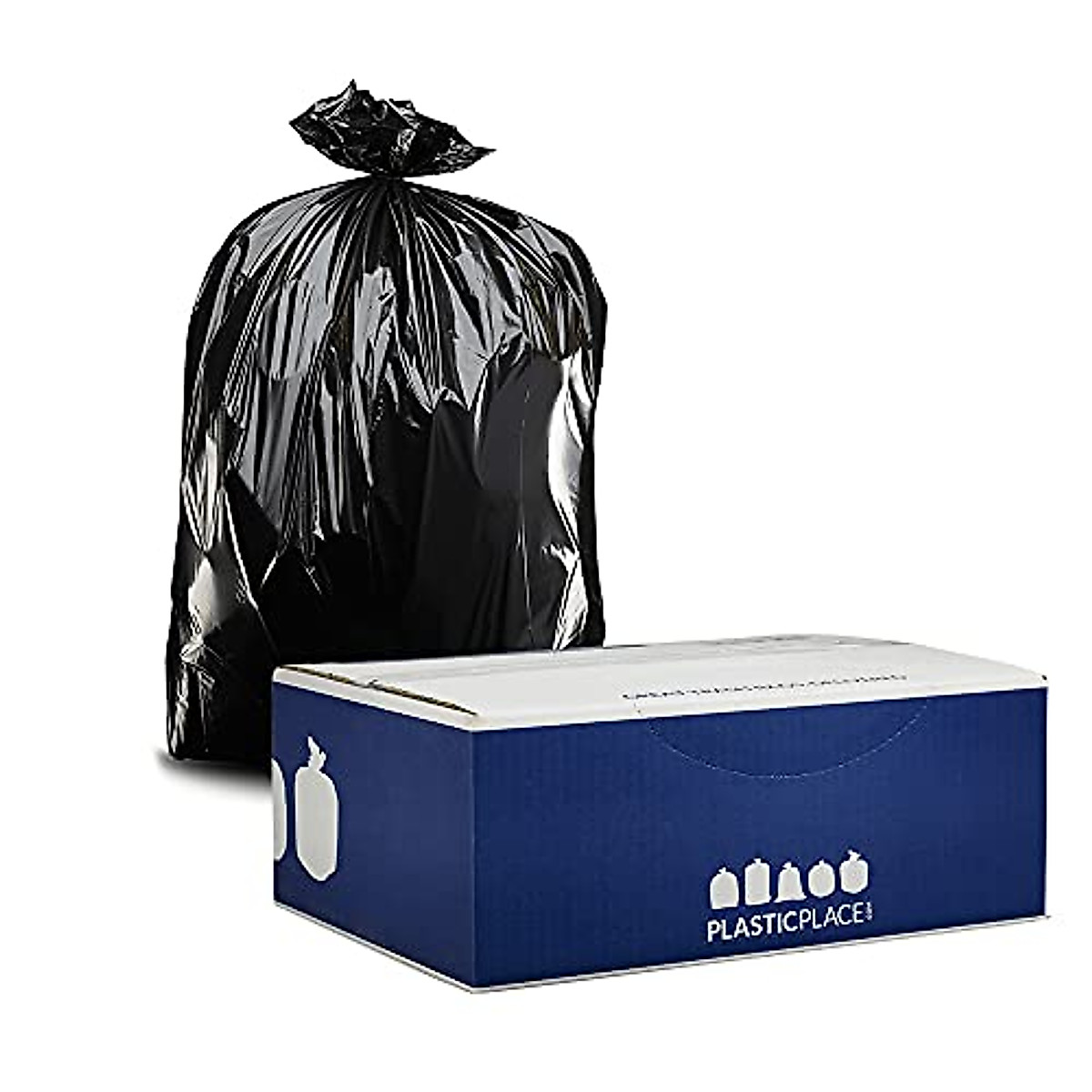 Plasticplace Contractor Trash Bags 40-45 Gallon │ 3.0 Mil │ Black Heavy Duty Garbage Bag │ 40” x 48” (50 Count)