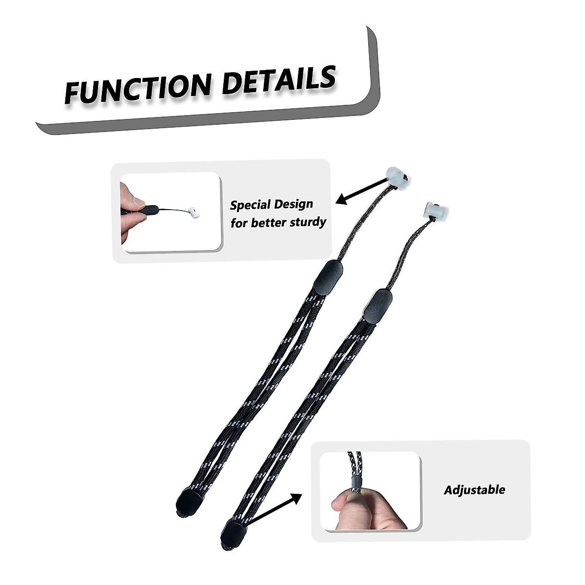 Improved Replacement Reflective Wrist Straps for Oculus Quest 2 Gen Controller, Sturdy Comfy Adjustable Hand Strap for Oculus, Easy Attach Black Resin Stopper for Oculus Controllers