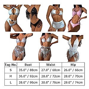 Rave Outfits for Women Festival Clothing Alien Costume Women Sexy Halloween Fairy Costumes Space Cowgirl Outfits Cosplay Dress Up Shiny Bra Crop Top Swimsuit Bikini Sets White Snakeskin Large