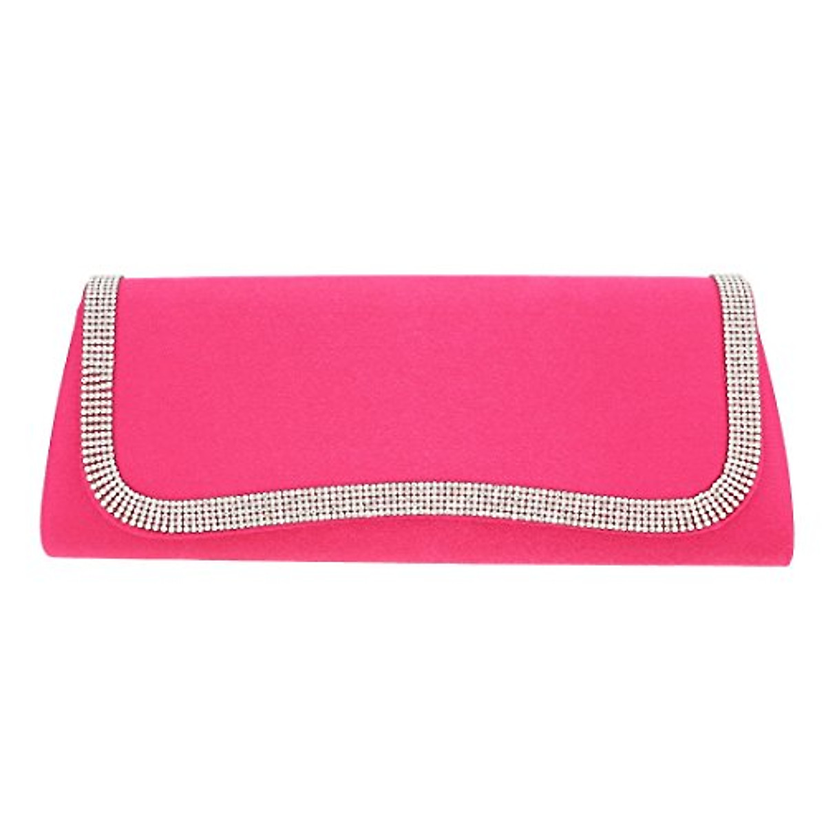 Fuschia Rhinestone Edge Satin Evening Bag