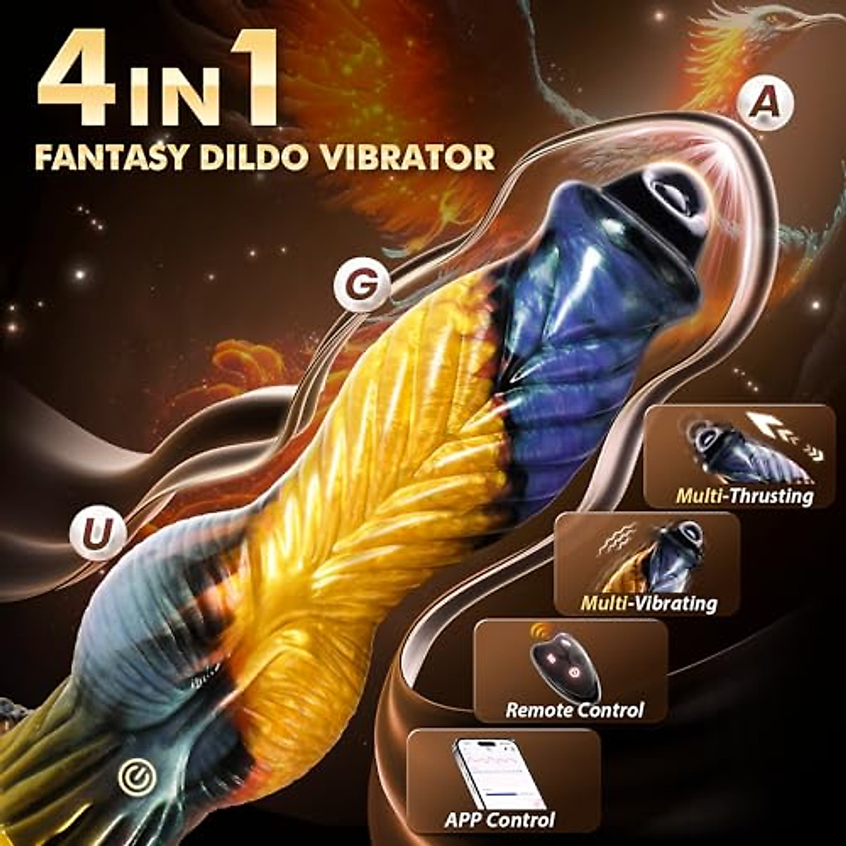 Thrusting Dildo Sex Toys Vibrator - 10.2" 4IN1 Huge Thick Dildos Anal Toys, Monster Big Dildo Upgraded App Remote Control Multi-Modes, Suction Cup Fantasy Dildo Adult Sex Toys & Games for Men Women