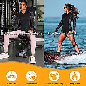 CtriLady Wetsuit Top Women Wetsuit Long Sleeve Jacket, Neoprene 1.5mm High-Necked Wetsuits with Front Zipper for Swimming Diving Surfing Boating Kayaking Snorkeling (Black 2, Large)