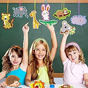 Jungle Animal Lacing Cards 12 Pack Sewing Kits for Kids Lion Wild Animal Cardboard Double Side Kids Sewing Cards Lacing Playing Games for Developing Imagination Preschool Educational Learning Activity