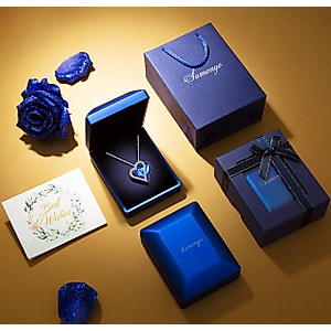 Sumonyo Love Heart Pendant Necklaces for Women Crystals Jewelry Gifts for Women Her Girlfriend Mother's Wife Christmas Birthday Anniversary Valentines Day Sapphire Blue