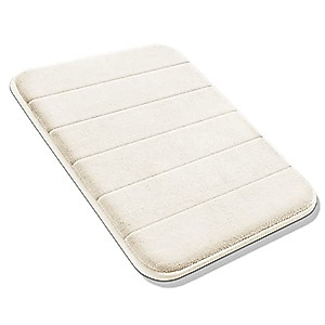 Yimobra Memory Foam Bath Mat Rug, 24 x 17 Inches, Comfortable, Soft, Super Water Absorption, Machine Wash, Non-Slip, Thick, Easier to Dry for Bathroom Floor Rugs, Cream