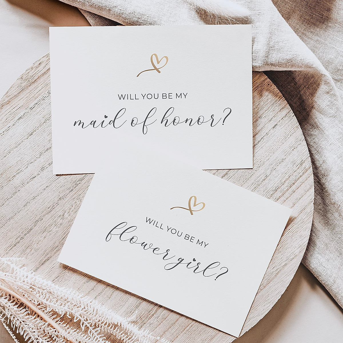 Bridesmaid Cards - Gold Heart