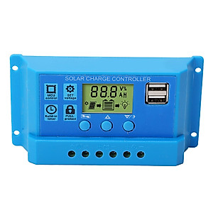 Solar Charge Controller, 12V 24V MPPT Solar Panel Charge Controller Parameter 2 USB LCD Display for RVs (10A)