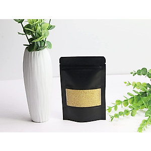 PQZKLDP 100pcs Black Kraft Paper Stand Up Pouches, Ziplock Stand Up Food Storage Bags with Matte Window, Reusable, Heat-Sealable for Packaging in Home , Office , Outdoors (Mixed Size)