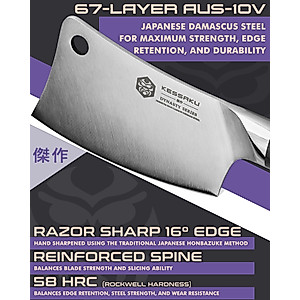 KESSAKU Mini Meat Cleaver - 4.5 inch - Dynasty Series - Heavy Duty - Razor Sharp Kitchen Butcher Knife - Forged ThyssenKrupp German High Carbon Stainless Steel - G10 Garolite Handle with Blade Guard