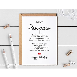 To My Pawpaw - Pawpaw Birthday Card - Pawpaw Is The Greatest Gifts In My Life - Birthday Card For Pawpaw - Gift For Pawpaw Card- Christmas Gifts For Pawpaw