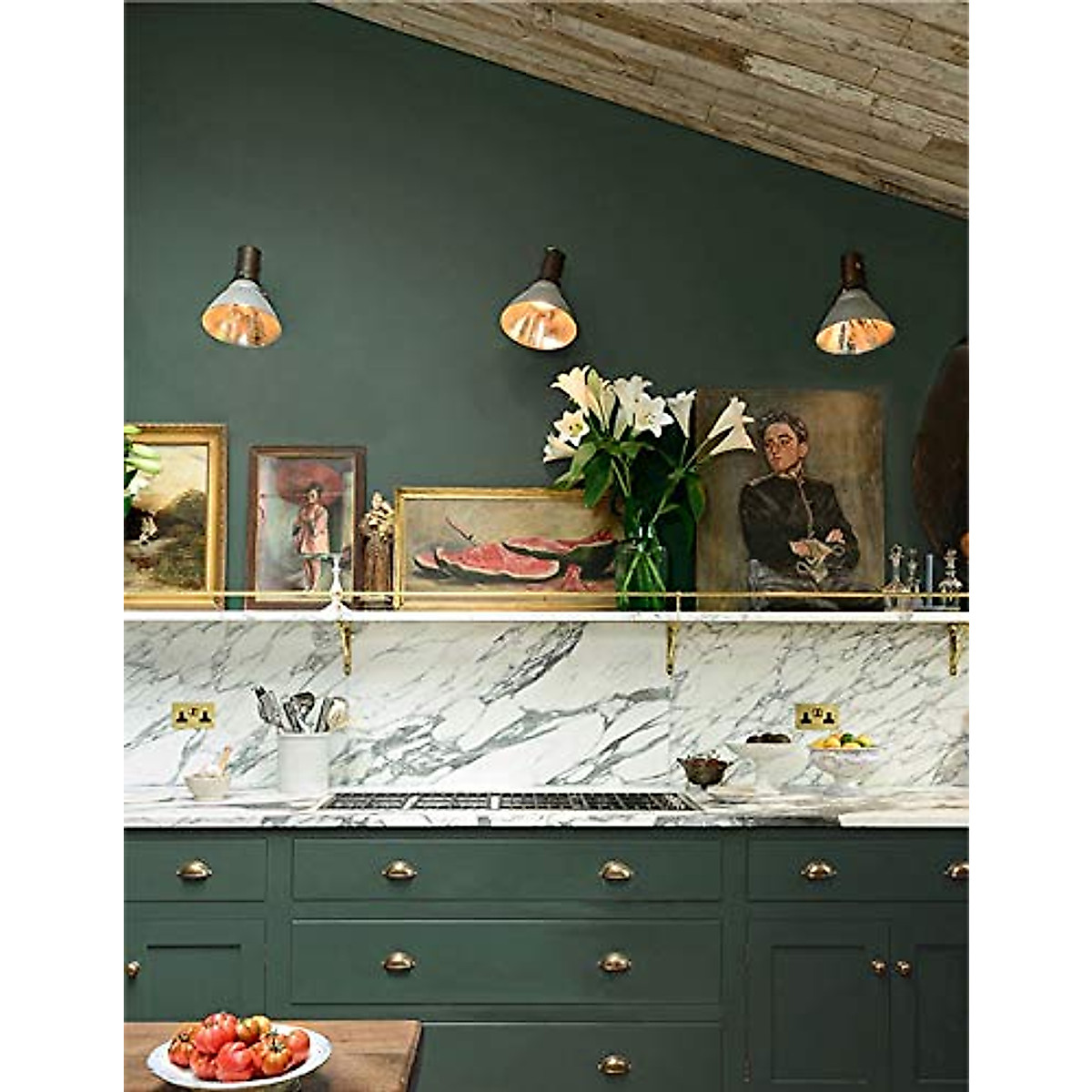 Dimoon 118''x17.7'' Green Peel and Stick Wallpaper Contact Paper Modern Self Adhesive Wall Paper Removable Renter Friendly Textured Solid Color Shelf Cabinet Vinyl Roll (118''x17.7'',Dark Green)