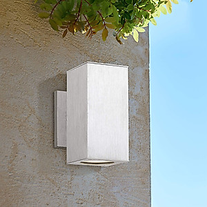 Clovis Modern Outdoor Wall Light Fixture LED Brushed Nickel Aluminum 8 1/4" Clear Glass Up Down for Exterior House Porch Patio Outside Deck Garage Yard Front Door Garden Home - Possini Euro Design
