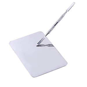 Rotekt Small Stainless Steel Makeup Palette Rectangle Shape Mixing Plate Tools With Spatula