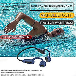 LeBoomon Waterproof Bone Conduction Headphones Wireless Bluetooth 5.0 Built-in 16G Mp3 Player IP68 Waterproof Swimming Headset with Mic for Running Swimming Cycling Gym