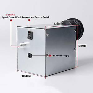 iDili Portable Fishing Rod Repair Machine Winding Epoxy Glue Machine DIY Lure Rod Modified Building Machine Electric Fishing Rod Building Winding Machine 0-60RPM (Type B)