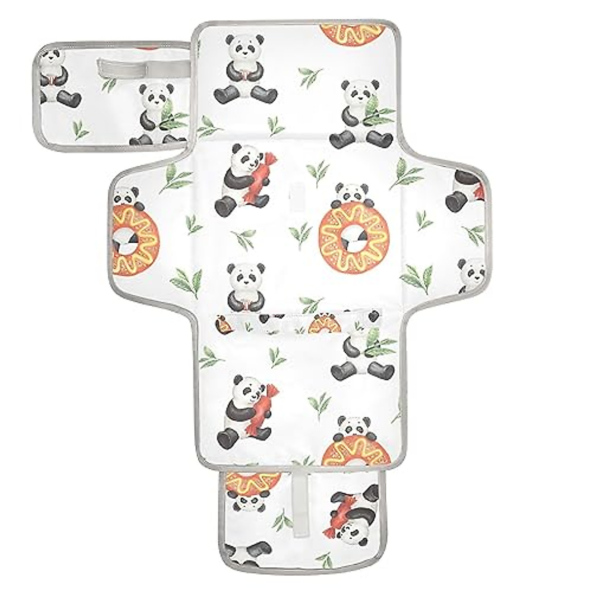 Bulletgxll Donut Panda Portable Diaper Changing Pad Waterproof Changing Pad with Baby Tissue Pocket and Magic Stick for Newborn Baby.