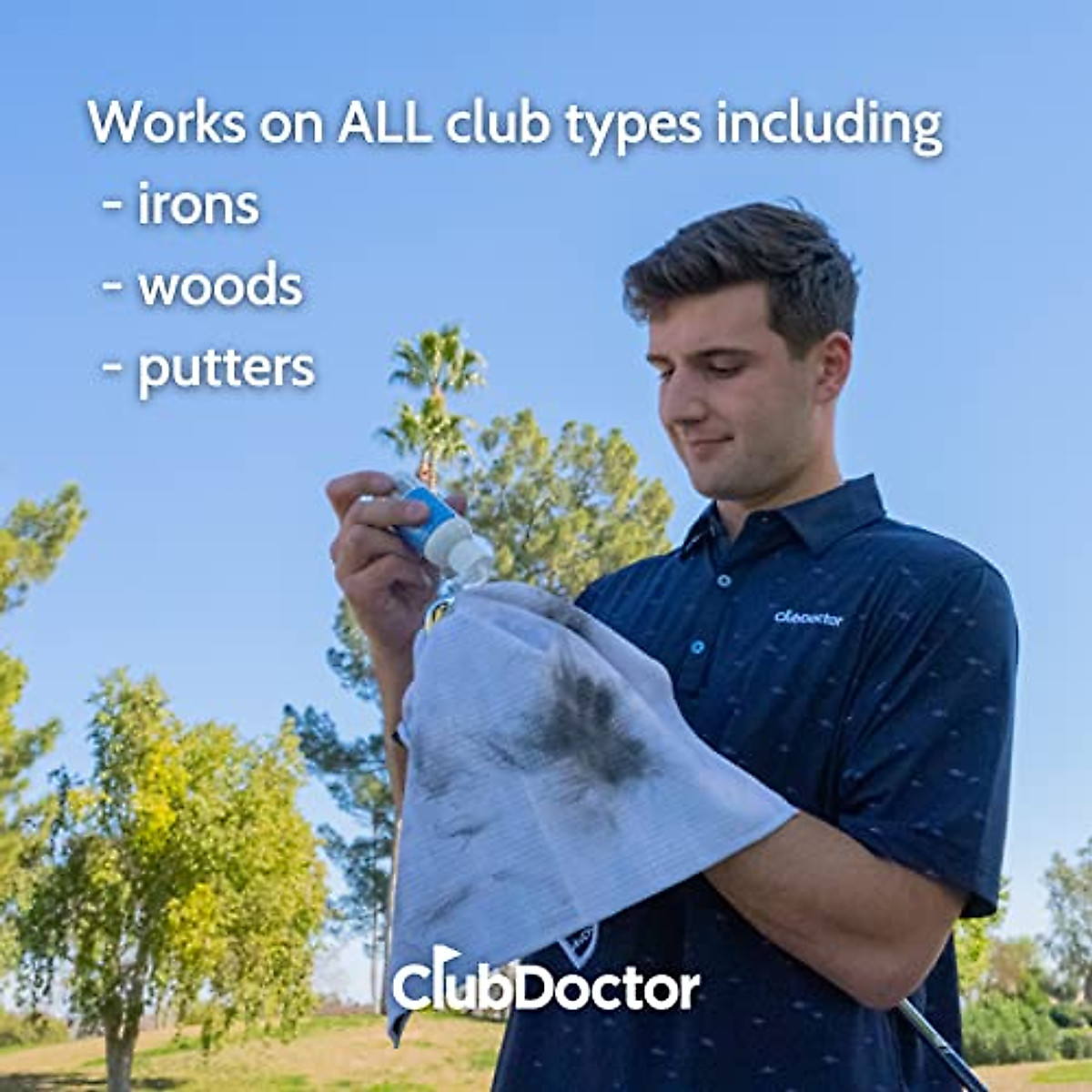 Club Doctor Golf Club Polish - Cleaner, Scratch Remover, and Rust Remover for Irons, Drivers, Putters, and Woods - Removes Scuffs and Skymarks - Made in USA - Golf Club Polishing and Cleaning Kit
