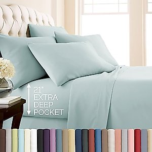 Southshore Fine Living, Inc. 6-Piece Deep Queen Sheets Premium Bedding, 21-Inch Queen Deep Pocket Sheet Set, Microfiber Bedding, Deep Pocket Fitted Sheet, Blue Pillow Cases, Sky Blue Sheets