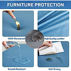 TVPFM 2 Pieces Waterproof Sectional Couch Covers, Stretch Sofa Slipcover with Elastic Bottom L-Shaped Sofa Covers Furniture Protector for Pets Cat Dog -Blue B-4-seater + 4-Seater