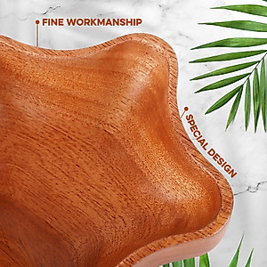 VieWood Wooden Bowls for Food 6 inch Set of 4, Wooden Popcorn Bowl, Trifle Bowl, Decorative Snack Bowls for Fruit, Cereal, Salad, Dessert, Home Decor - Sturdy & Reusable (Star)