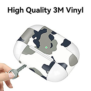 IMMOENUC Compatible with Airpods Pro (2nd Generation) Skin Sticker,Protective,Durable,and Unique Vinyl Decal Wrap Cover for Airpods Pro 2(White Grey Camouflage)