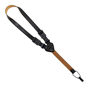 RAUYIVANY Ukulele small guitar strap, three-layer leather strap, width 1 inch, adjustable length (21.6-29 inches), unisex small guitar, ukulele strap (black-brown)