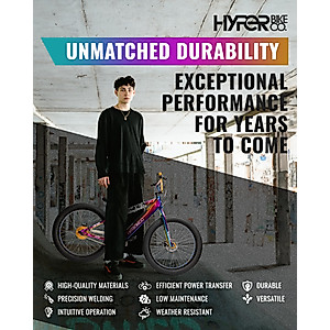 Hyper E-Ride BMX Fat Tire Electric Bike. 250w, 36v Battery, 26 X Inch Fat Tire Ebike with Pedal Assist, Single Speed, Front and Rear Disc Brakes, BMX Frame. Electric Bicycle for Adults. (Jet Fuel)