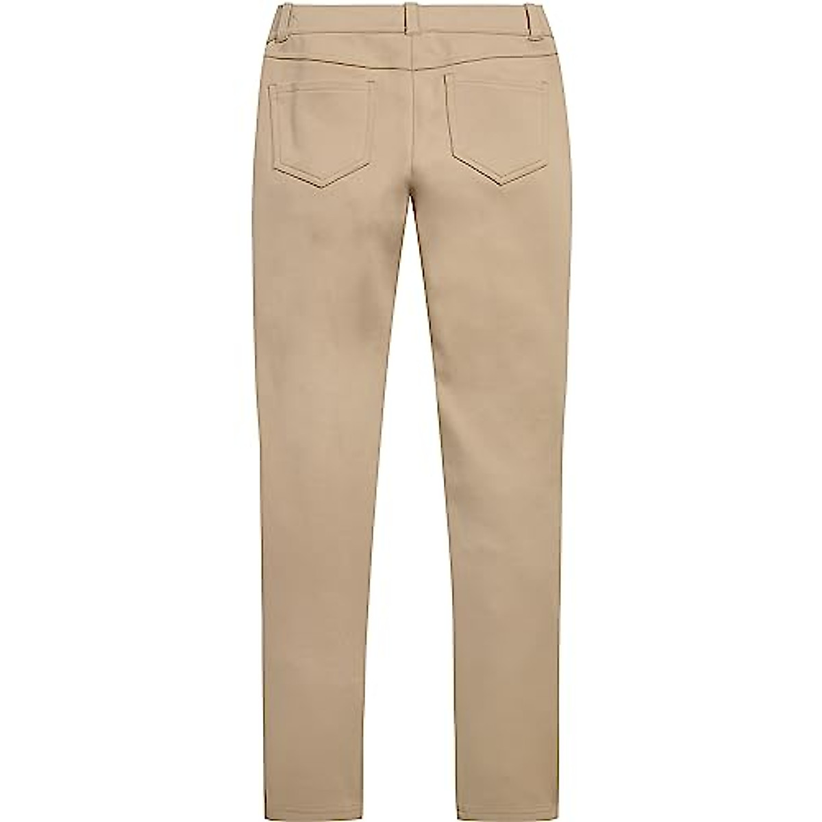 Nautica Girls' Big School Uniform Interlock Skinny Leg Jegging, Elasticized Waistband with Faux Button Closure, Stretch Material, Khaki, 8