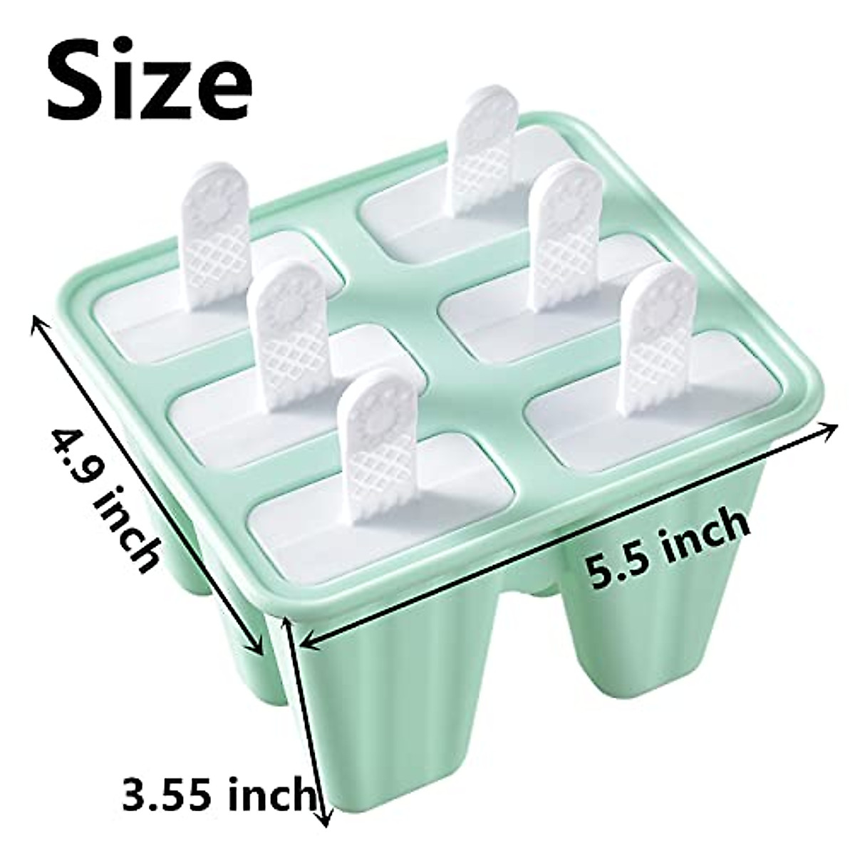 Popsicle Mould，Popsicle Molds 6 Pieces Silicone Ice Pop Molds BPA Free Popsicle Mold Reusable Easy Release Ice Pop Make (Green)