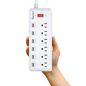 USB Power Strip, Surge Protector with 6 Outlets & 6 USB Charging Ports, 6ft Heavy Duty Extension Cord, USB Outlet Extender for Home & Office 1625W/13A