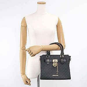 Michael Kors HAMILTON SMALL SATCHEL SHOULDER CROSSBODY BAG MK SIGNATURE (Black)