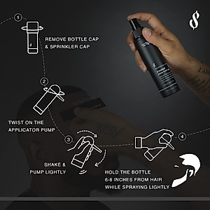 The Rich Barber N'Hance Pro Barber Kit II - 4-in-1 Hair & Beard Styling Set with Keratin-Infused Hair Building Fibers, Style Hold Spray, Applicator Pump, Application Card - Hairline & Edge Enhancer