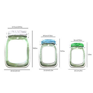 Enkrio 20 PCS Mason Jar Zipper Bags Storage Reusable Food Bag for Snack Sandwich Nuts Cookies Airtight Zipper Sealed Baggies Leak-Proof
