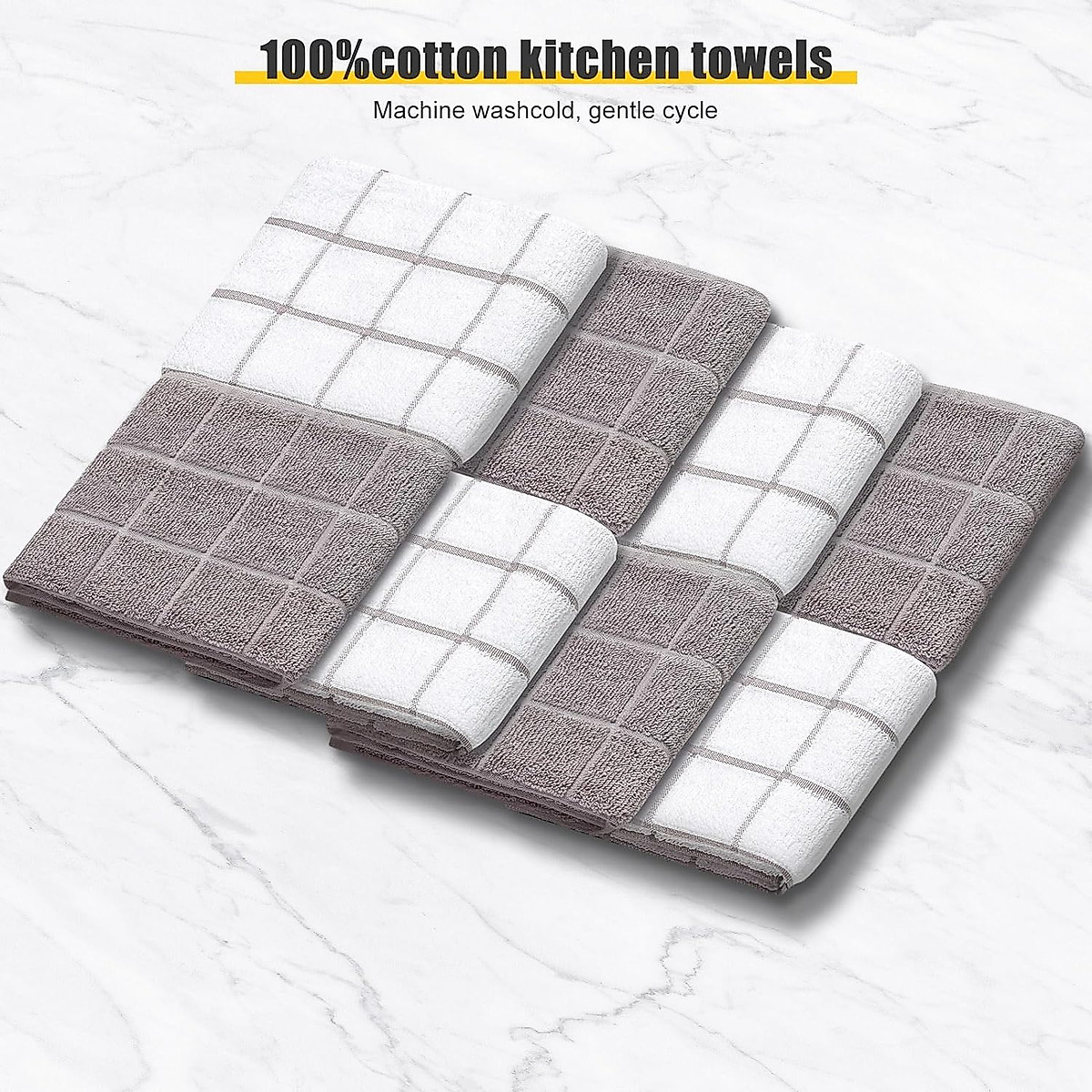 Oven Mitts Kitchen Towels and Dishcloths Pot Holders Sets, Oven Gloves Kitchen Dish Towels 500 Degree Heat Resistant Potholders with Non-Slip Silicone Surface for Cooking, Grilling, Baking-Gray