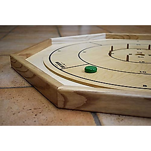 26 Natural and Green Crokinole Discs with a Velvet Pouch (Mini Discs - 1 3/32 Inch Diameter (2.8cm))