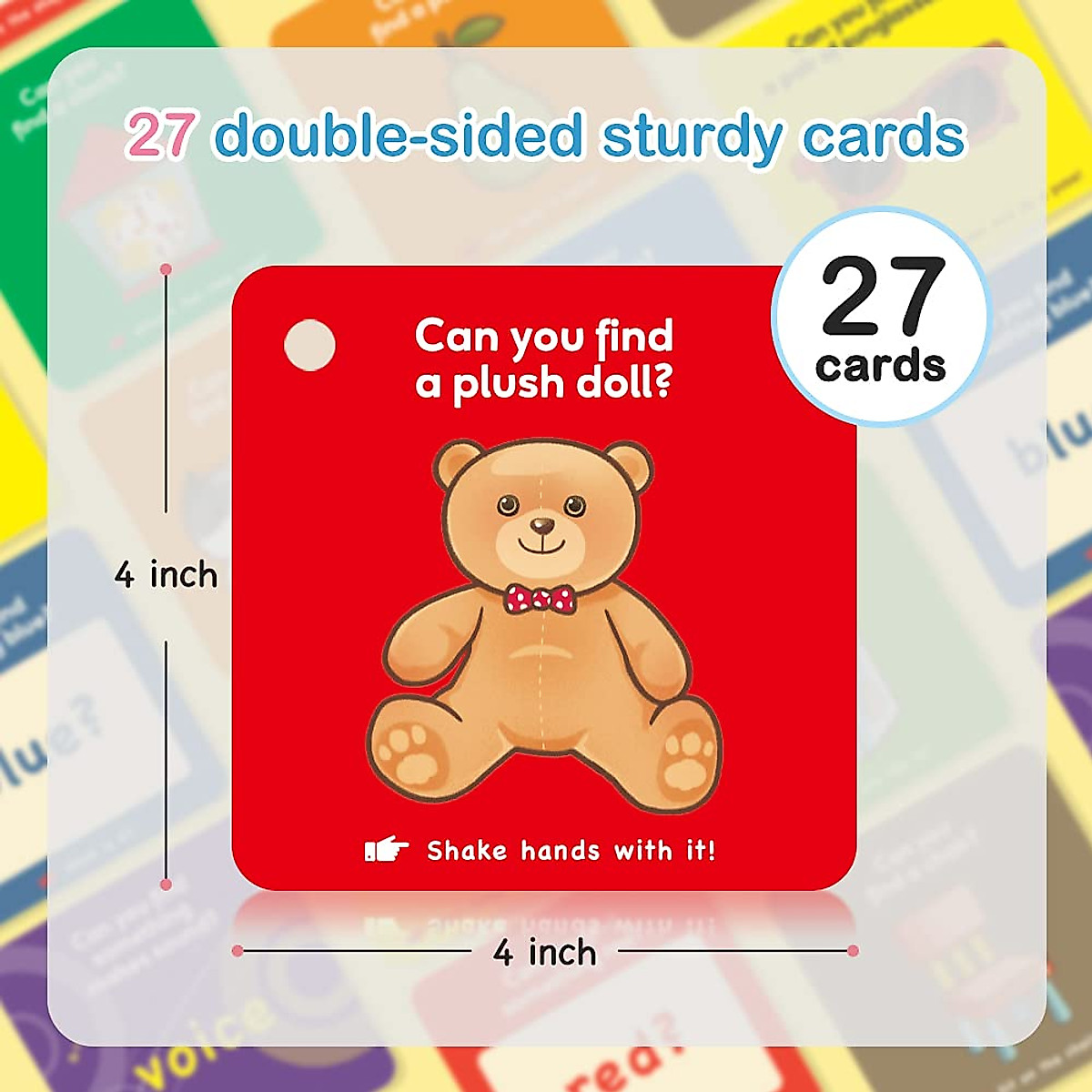 Scavenger Hunt Game for Kids, 27 Double-Sided Cards Amazing Indoor Find It Card Game for Toddlers Kids Learning, Ages 3+