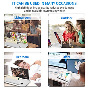 14 inch Screen Magnifier for Cell Phone 3D Magnifier Screen Enlarger for Movies,Videos,Reading,Gaming-Screen Amplifie with Foldable Phone Stand Holder. Compatible with All Smartphones-White