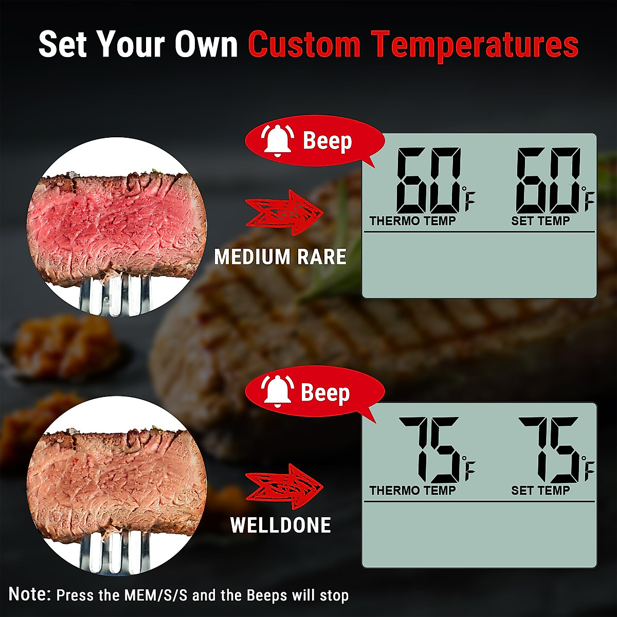 ThermoPro TP-16 Large LCD Digital Cooking Food Meat Smoker Oven Kitchen BBQ Grill Thermometer Clock Timer with Stainless Steel Probe