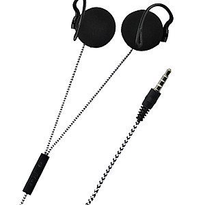 NewSilkRoad Sports Ear Hook Padded Stereo Over The Ear Headphones Headset with Braided Cable Mic Control for Devices with a 3.5mm Input,Retail Package(Black)