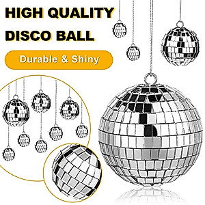 66 PCS Mirror Disco Ball for Party, 3.94/3.15/2.36/2/1.18 Inches Silver Hanging Disco Ball Reflective Glass Disco Ball for Christmas Tree Ornament Holiday Party Home Decorations