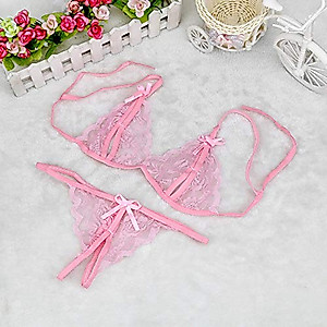 Sexy Lingerie For Women Naughty For Sex Two Piece Sexy Bra And Panty Sets See Through Sexy Boudoir Outfits Sleepwear Black Lingerie For Women (Pink,Xl)