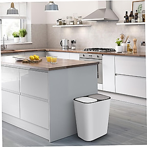 Garneck Dual Compartment Trash Can 15L Double Bin Trash Can for Kitchen Recycling Holds Garbage Slim Waste Basket for Bathroom, Bedroom, Home Office, Living Room, Kitchen