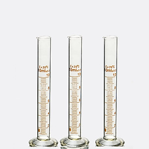10ml Graduated Glass Cylinders (3/Pack), Measuring Glass Test Jars Borosilicate 3.3 Glass, Single Metric Scale for Lab Research Industry Teaching Brewing Wine Making Kitchen