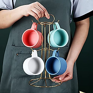 Berglander Gold Coffee Mug Holder, Stainless Steel Coffee Cup Holder Stand Easy to Hang and Take Avoid Crowded Collision Design, Beautiful Decoration Mug Rack Tree Mug Hooks Easy to Clean