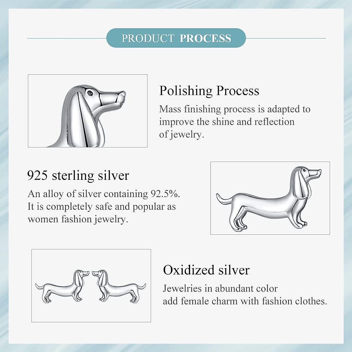 MUNDELL 925 Sterling Silver Cute Dachshund Stud Earrings Puppy Dog Earrings for Women Animal Hypoallergenic Earrings Fine Jewelry