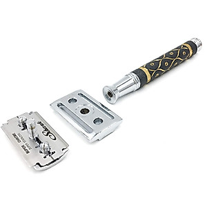 Parker, 65R Super Heavyweight Gray and Gold Double Edge Safety Razor & 5 Parker Blade Refills