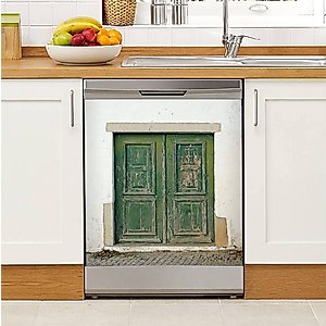 Dishwasher Magnet Cover Green Doors Beautiful Medieval Landscape Magnetic Refrigerator Stickers Decorative Appliance Cover Fridge Panels Metal Door Garage 23x26in