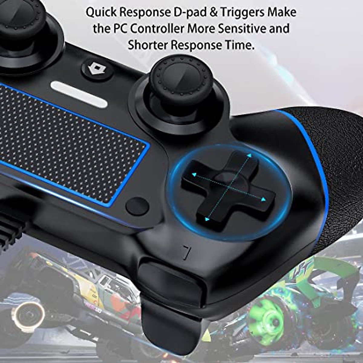 DIANVEN Wired Controller for PS4 Controller Wired for Sony Playstation 4/Pro/Slim and PC Windows 11/10/8/7 with Double Vibration and Motion Motors, Wired PC Controller for PS4 Remote